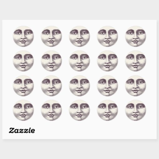 Moon Face Stickers | Zazzle