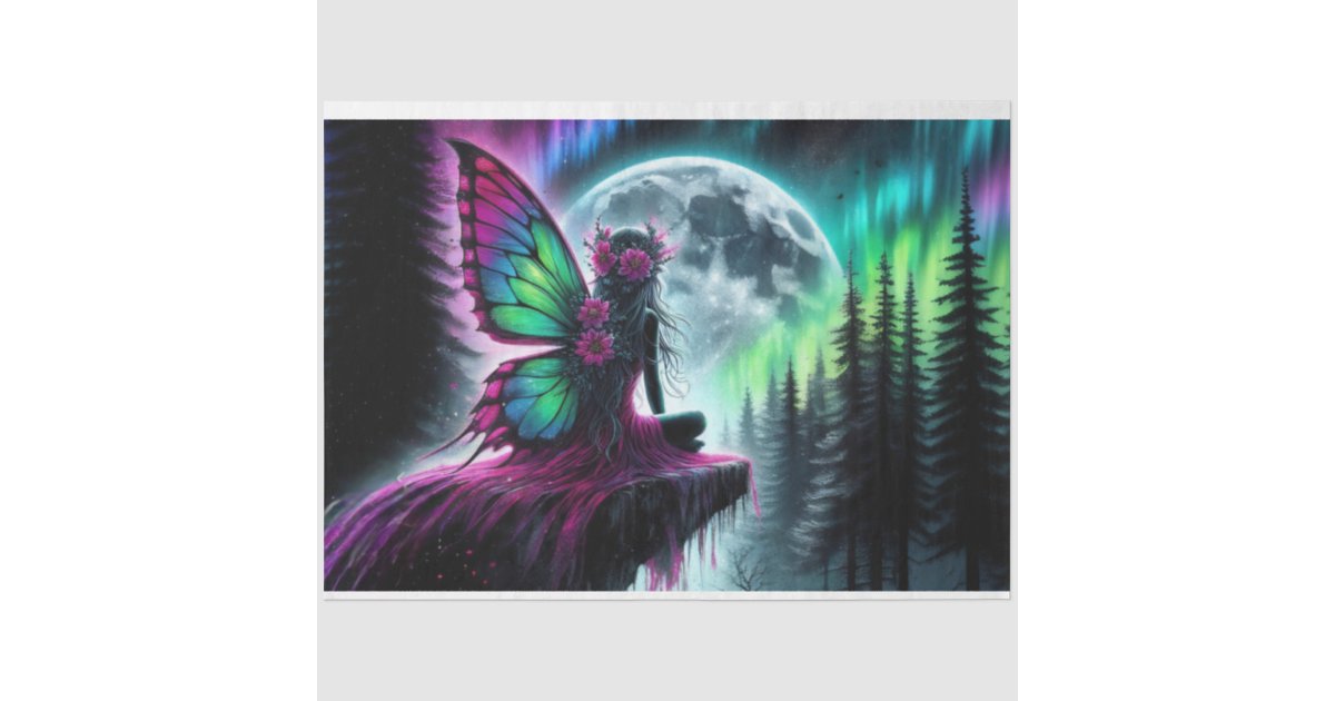 Moon Fairy Flower Tissue Paper | Zazzle