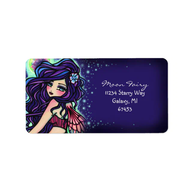 Moon Glow Fairy Fantasy Art Label | Zazzle