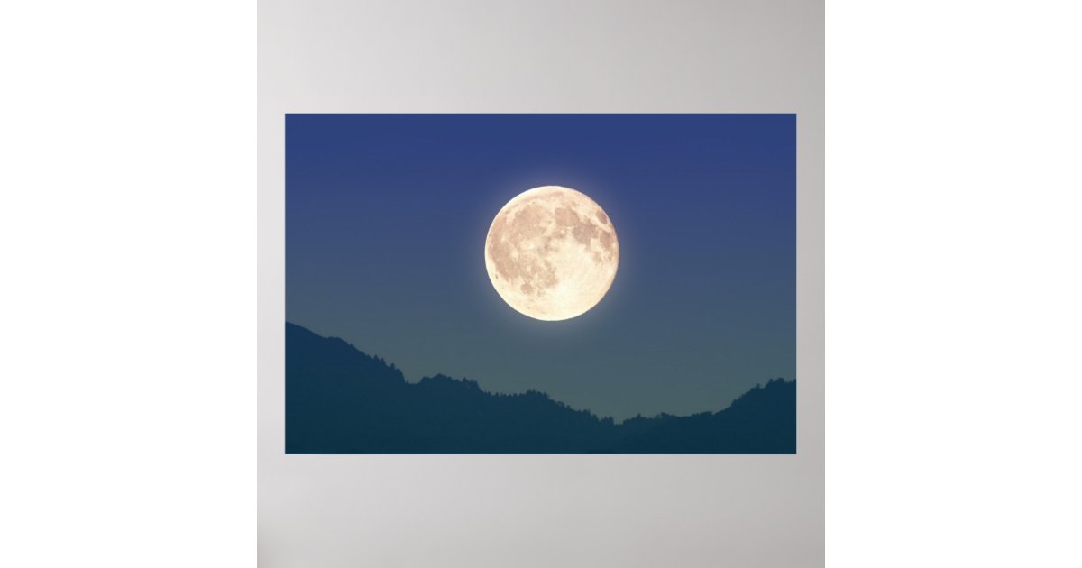 Moon in the Night Sky Poster | Zazzle