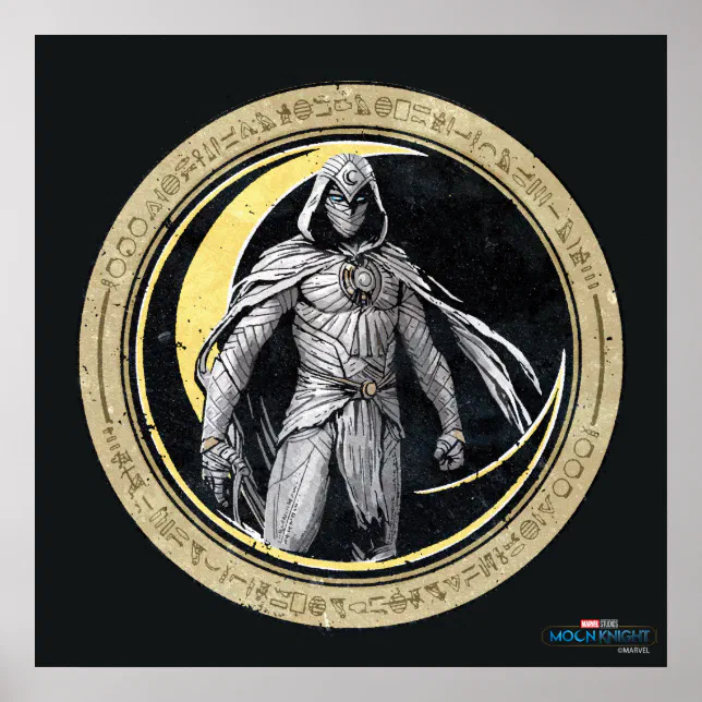 Moon Knight Gold Crescent Moon Character Graphic Poster | Zazzle