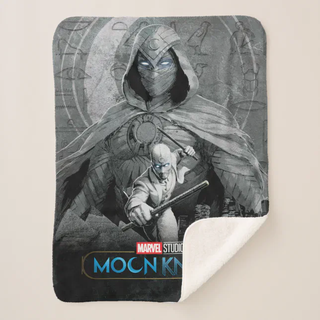 Moon Knight & Mr. Knight Skyline Graphic Sherpa Blanket | Zazzle