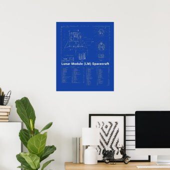 Moon Lander Lunar Module (LM) Blueprint Poster | Zazzle