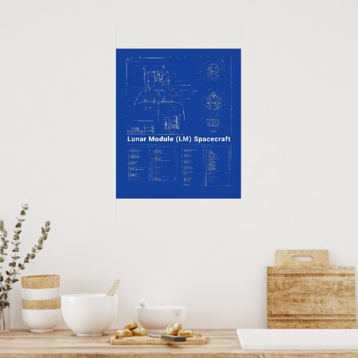 Moon Lander Lunar Module (LM) Blueprint Poster | Zazzle
