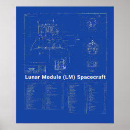 Moon Lander Lunar Module (LM) Blueprint Poster | Zazzle