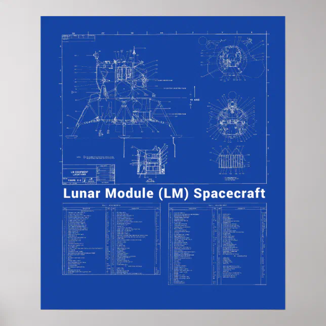Moon Lander Lunar Module (LM) Blueprint Poster | Zazzle