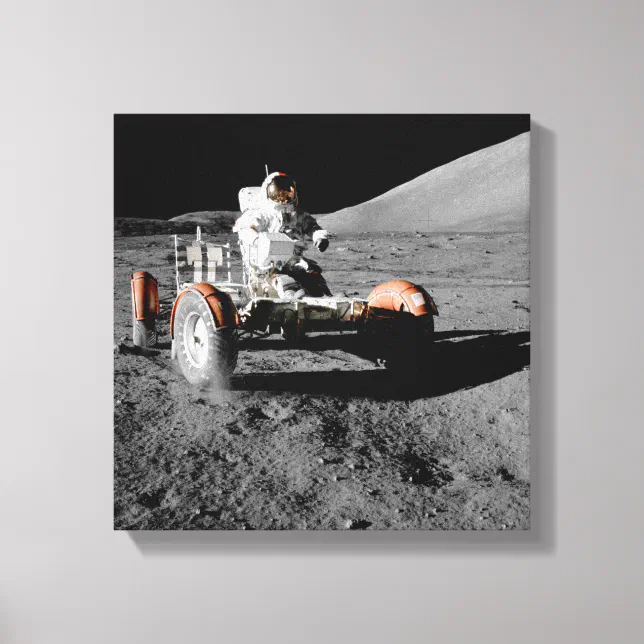 moon landing astronaut buggy space canvas print | Zazzle