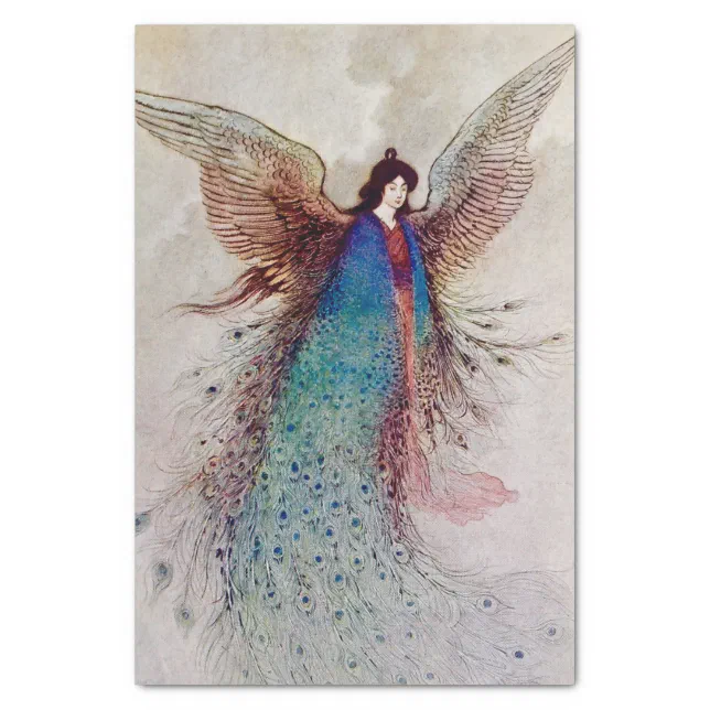 “Moon Maiden” Fairy Art by Warwick Goble Tissue Paper | Zazzle
