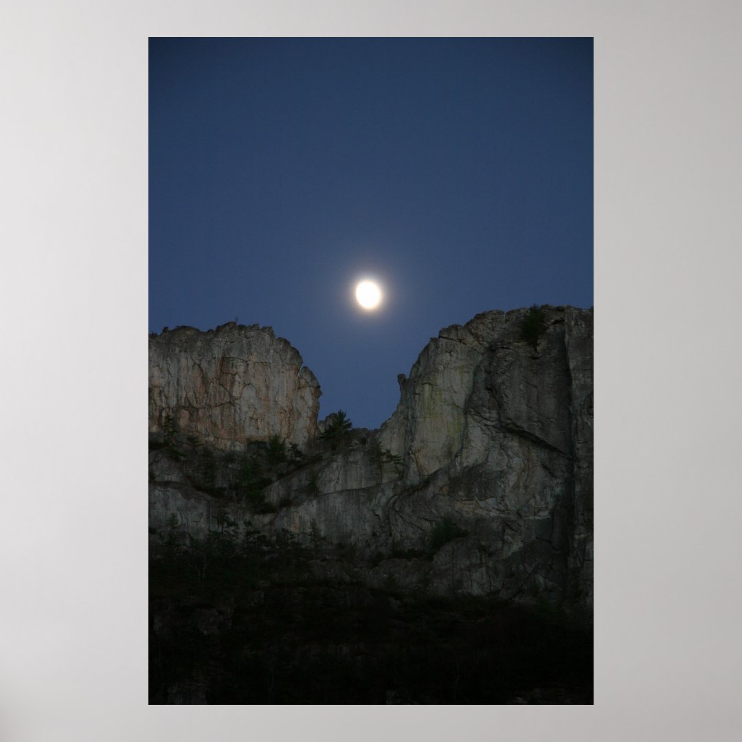 Moon Over Seneca Rock, West Virginia Poster | Zazzle