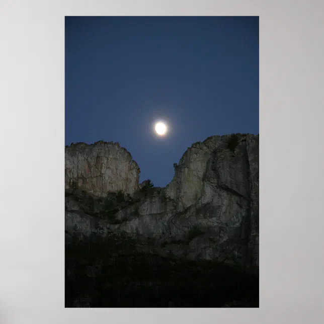 Moon Over Seneca Rock, West Virginia Poster | Zazzle