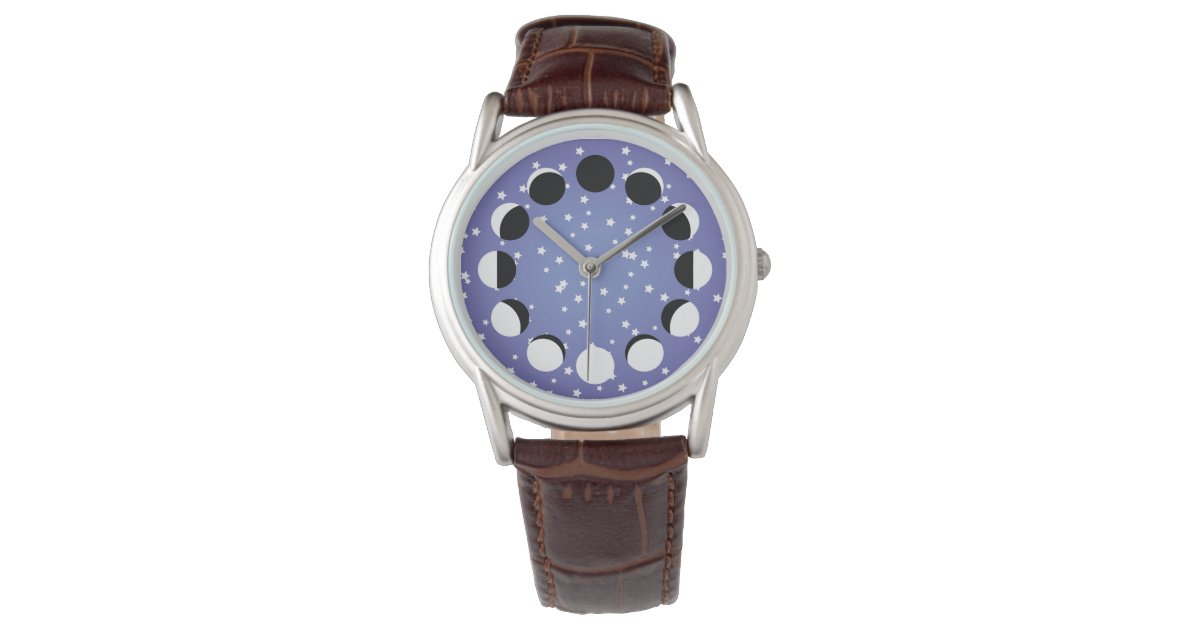 Moon Phase Watch with Stars | Zazzle