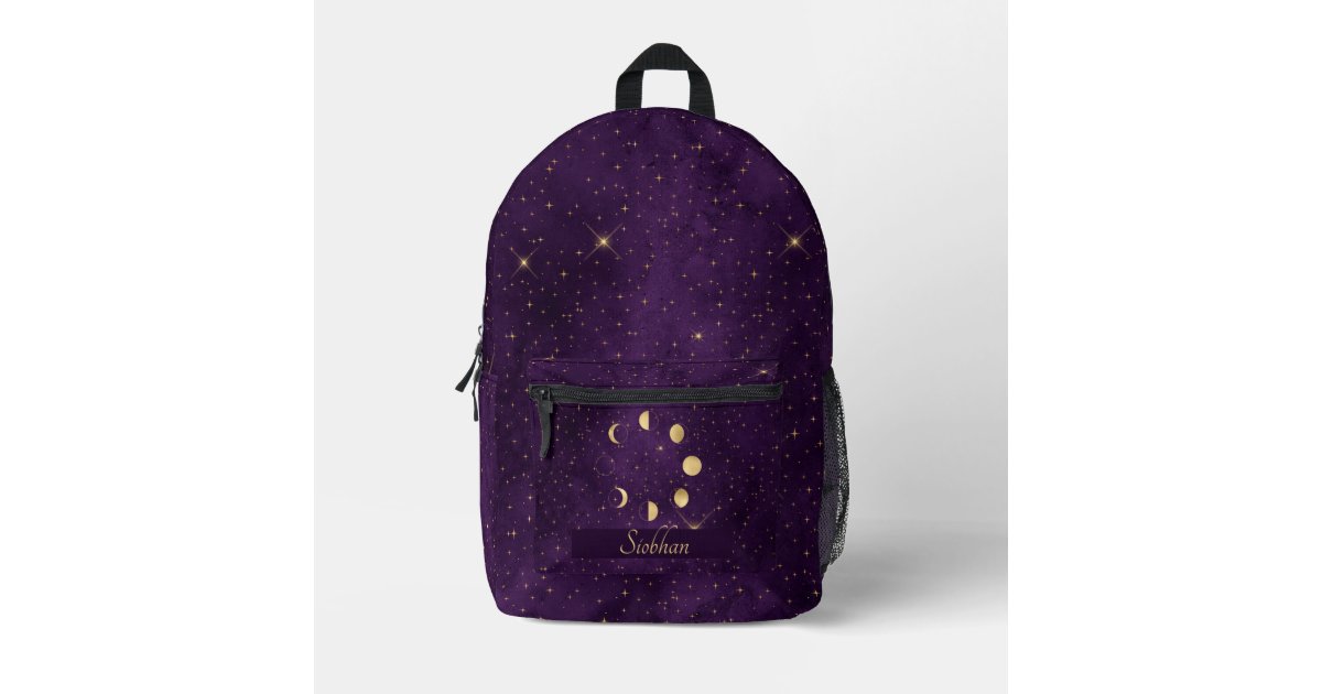 Moon Phases and Stars Personalized Printed Backpack | Zazzle
