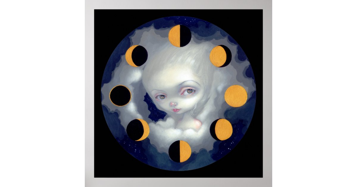 Moon Phases ART PRINT gothic fairy lowbrow big eye | Zazzle