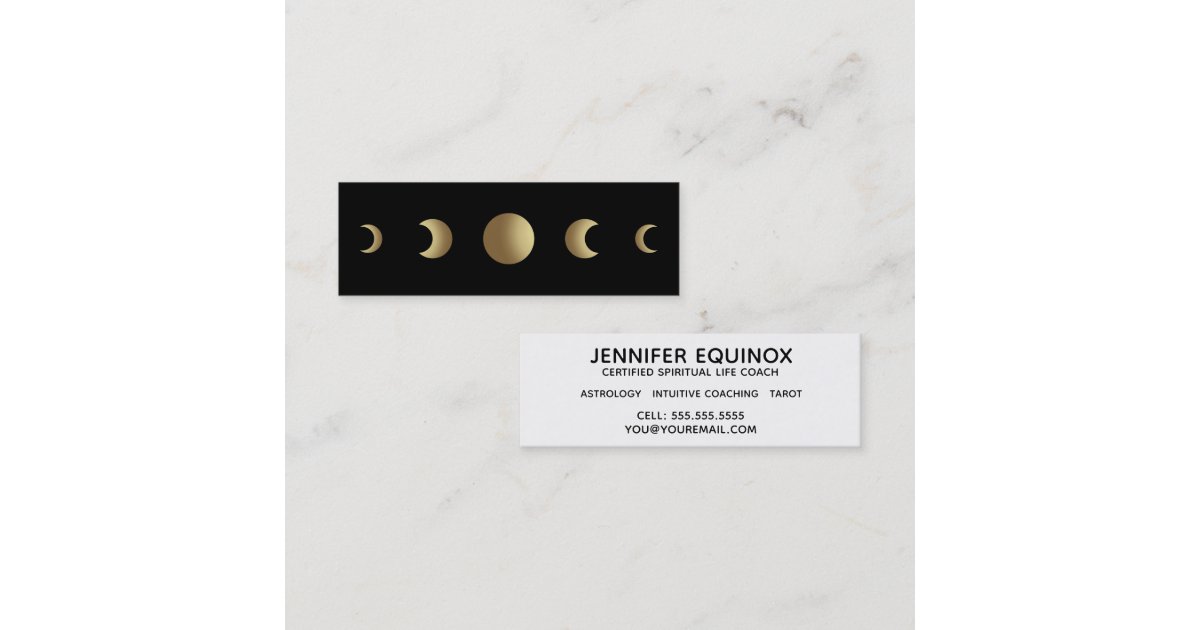 Moon Phases Astrologer Tarot Reader Mini Business Card | Zazzle