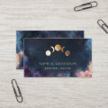 Moon Phases Celestial Navy Healing Arts Coach Chic Business Card | Zazzle
