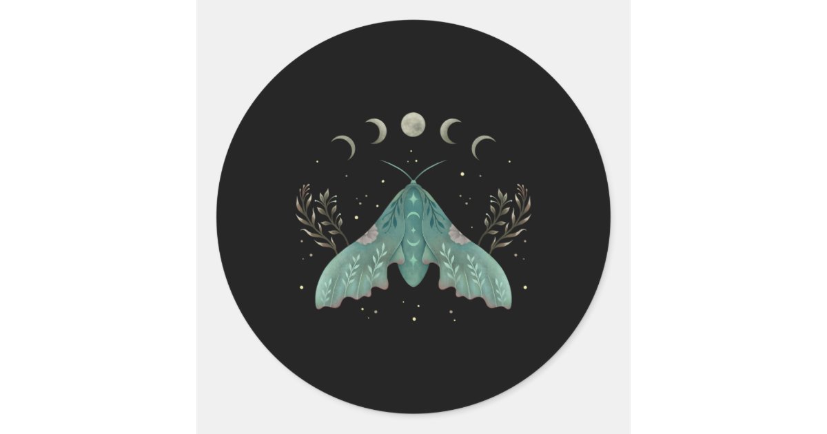 Moon Phases Luna Moth Insect Cottagecore Aesthetic Classic Round ...