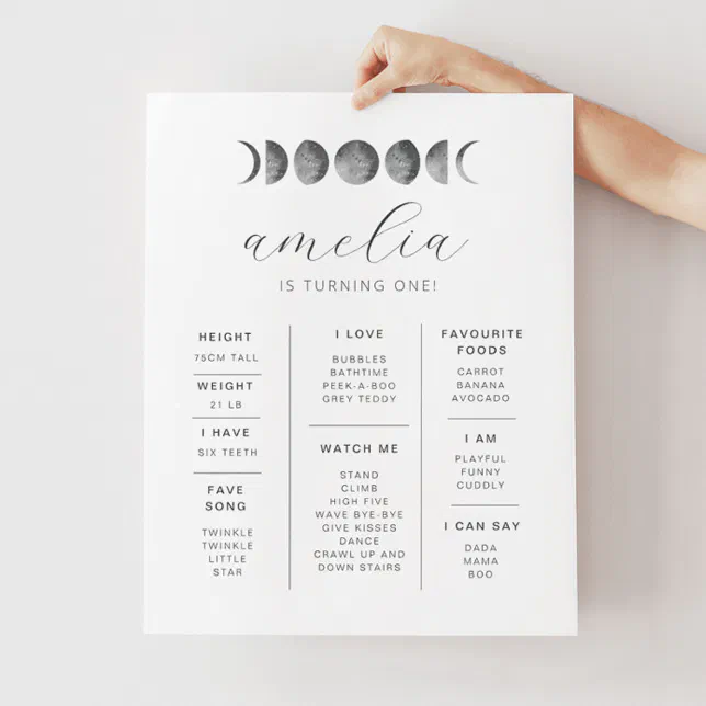 Moon Phases Milestone Poster | Zazzle