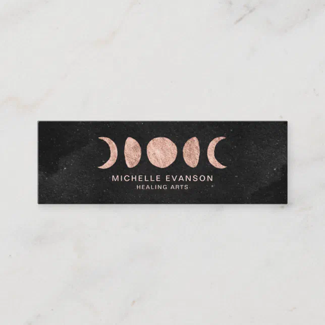 Moon Phases Rose Gold Metaphysical Mini Business Card | Zazzle