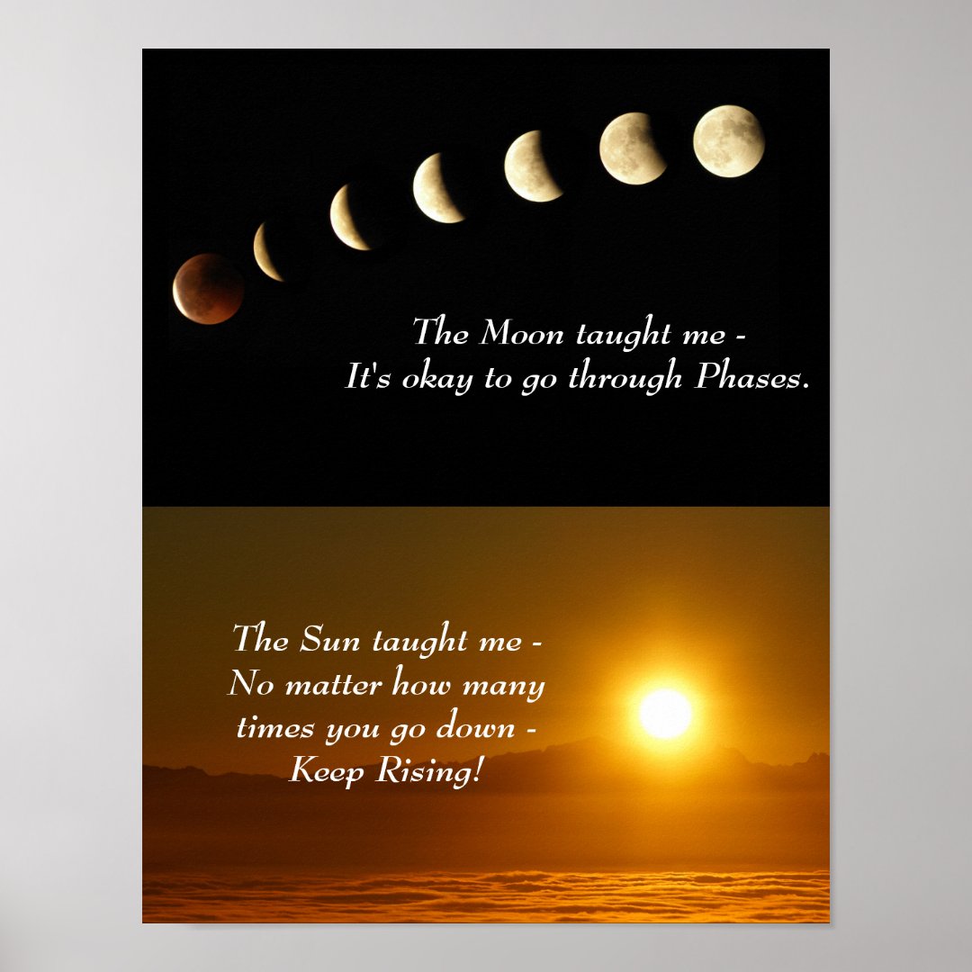 Moon Phases Sunrise Inspirational Quote Poster | Zazzle