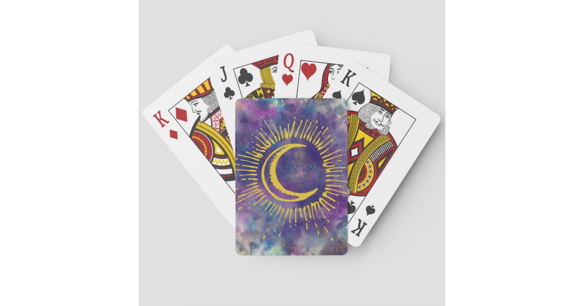 "Moon" Playing Cards (Gold-Etc) | Zazzle