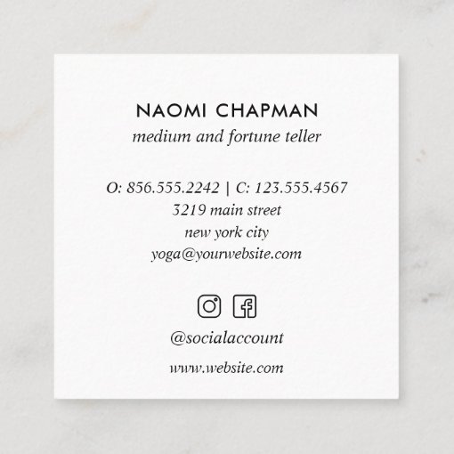 MOON PSYCHIC MEDIUM PALM READING FORTUNE TELLER SQUARE BUSINESS CARD ...