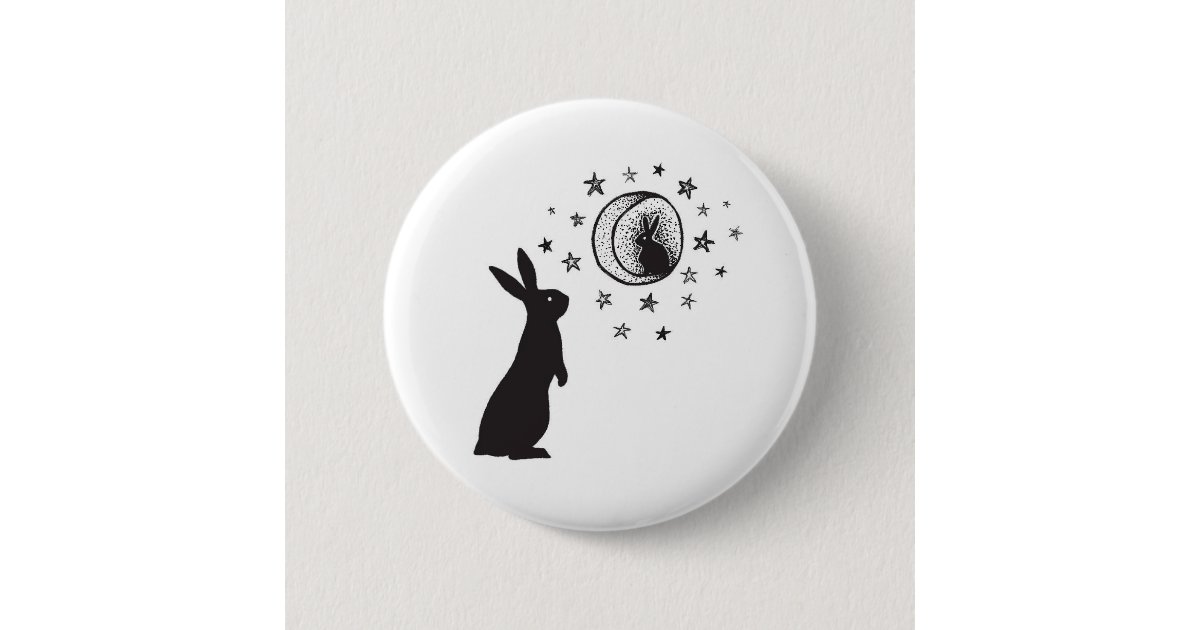 Moon Rabbit - button | Zazzle