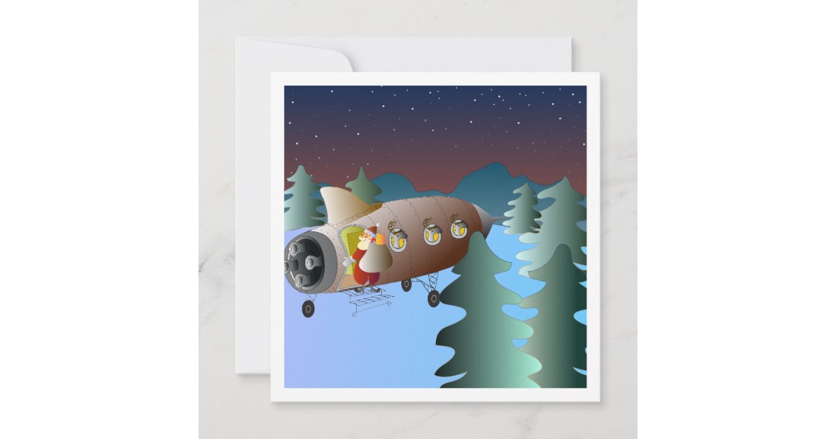 Moon Rocket Christmas Card | Zazzle