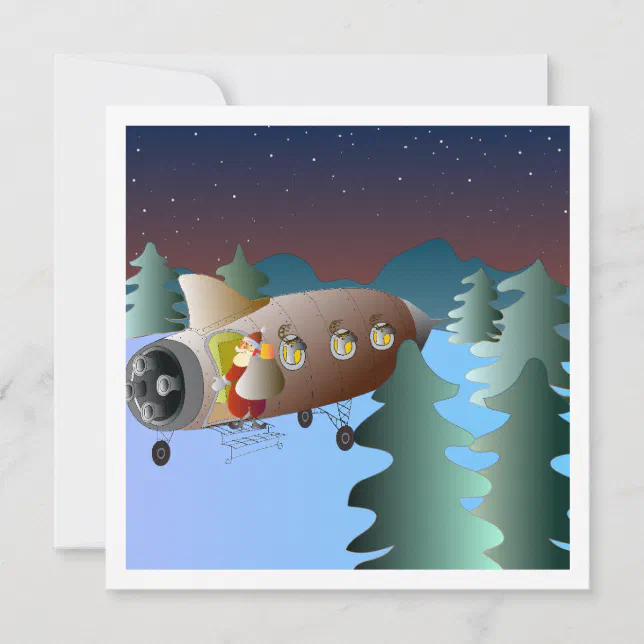 Moon Rocket Christmas Card | Zazzle