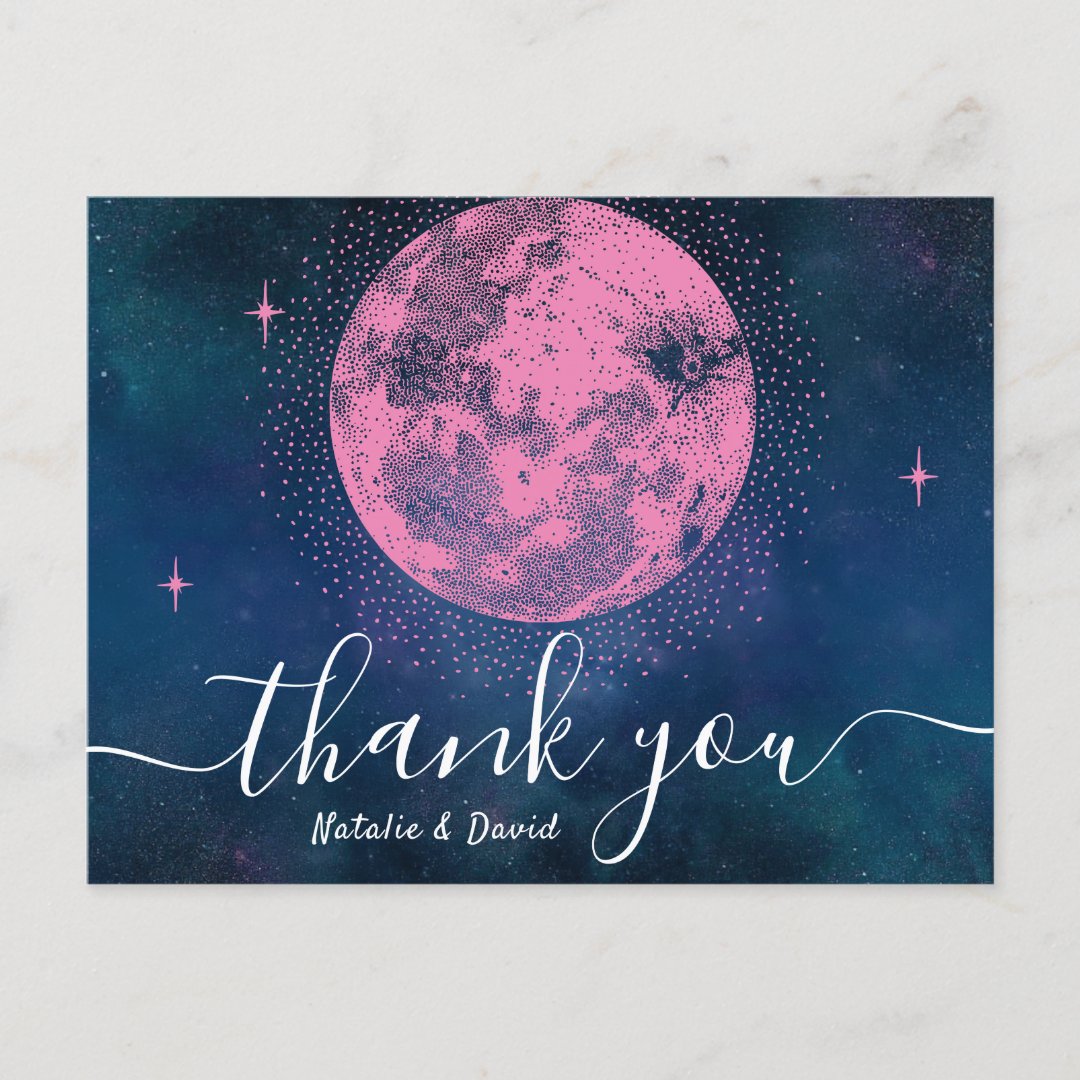 Moon & Stars Celestial Wedding Thank You Postcard | Zazzle