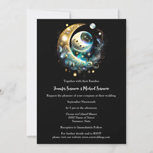 Moon stars invitation | Zazzle
