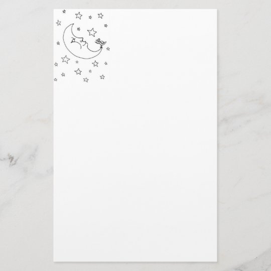 Moon & Stars Stationary Stationery | Zazzle.com
