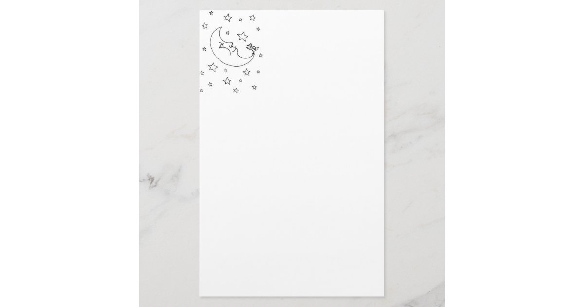 Moon & Stars Stationary Stationery | Zazzle