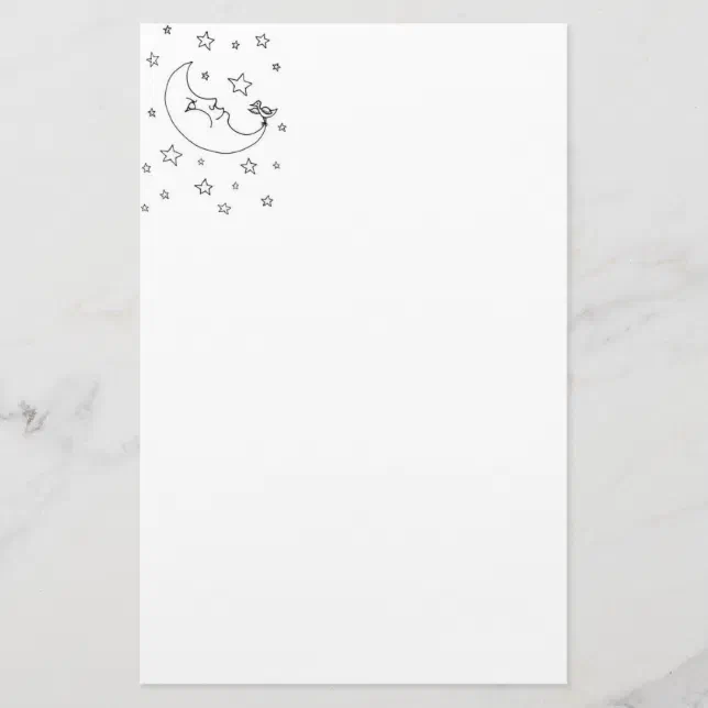 Moon & Stars Stationary Stationery | Zazzle