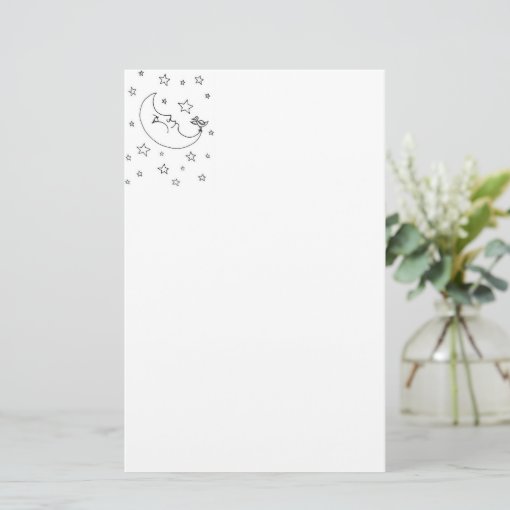 Moon & Stars Stationary Stationery | Zazzle