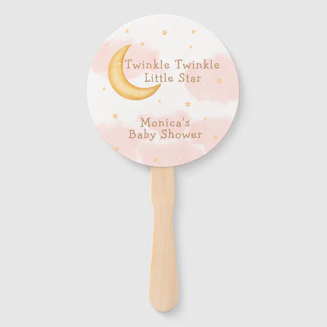 Moon Stars Twinkle Twinkle Girl Baby Shower Hand Fan | Zazzle