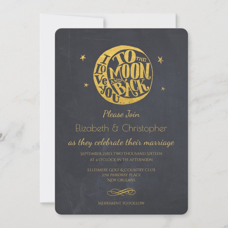 Moon & Stars With Romantic Saying Wedding Invite | Zazzle