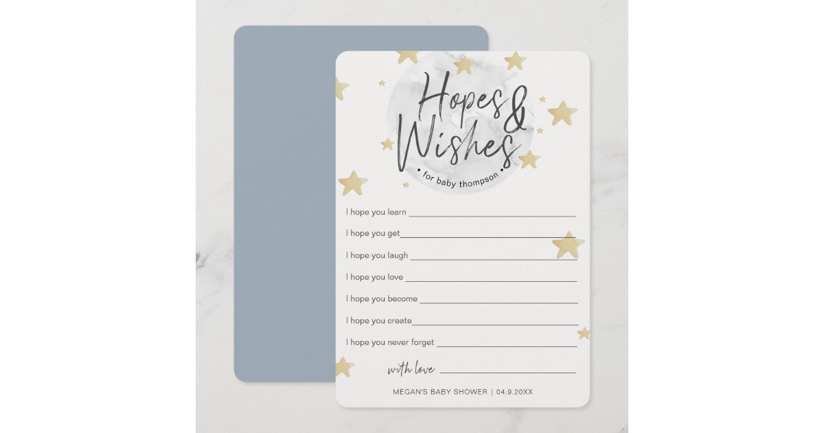 Moon Starts Hopes & Wishes Boy Baby Shower Card | Zazzle