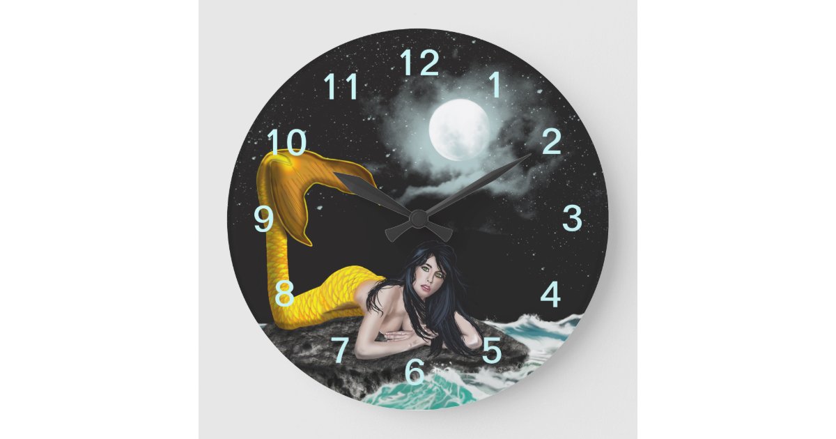 Moon Tide Mermaid Wall Clock | Zazzle