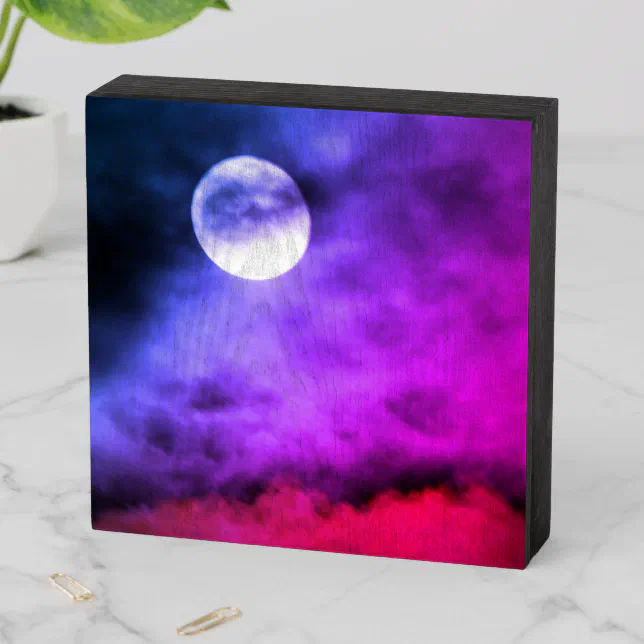 Moon Wooden Box Sign | Zazzle