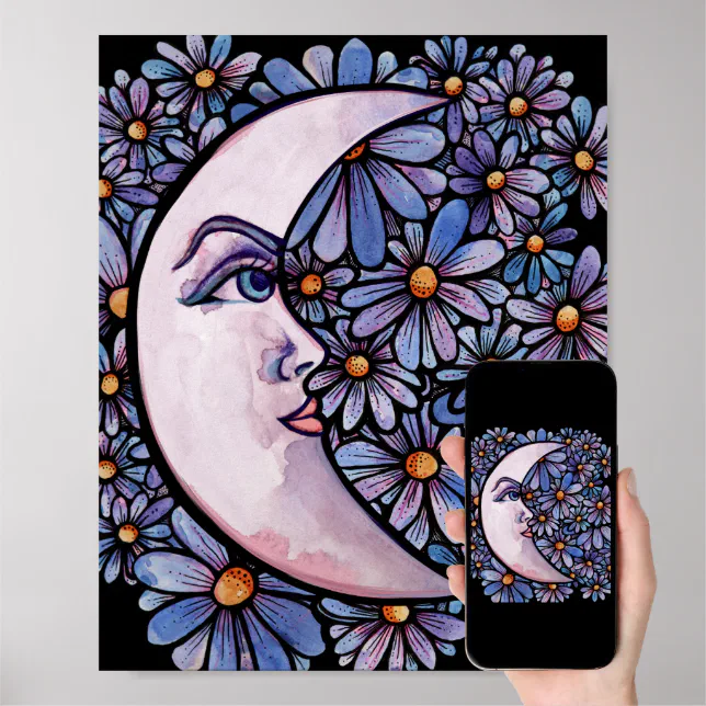 MoonChild Moon Goddess Art Moon Child Purple Poster | Zazzle