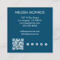 Moonlight Cute Charming Blue Social Media QR Code Square Business Card ...