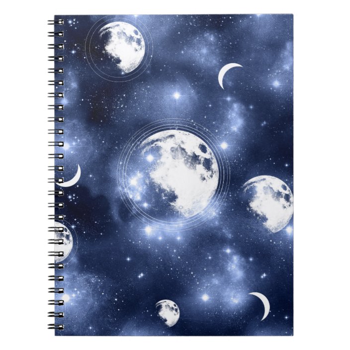Moonlight Glow | Moon Phases in Sky Clouds Notebook | Zazzle.com