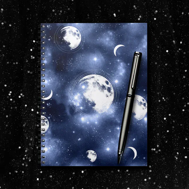 Moonlight Glow | Moon Phases in Sky Clouds Notebook | Zazzle