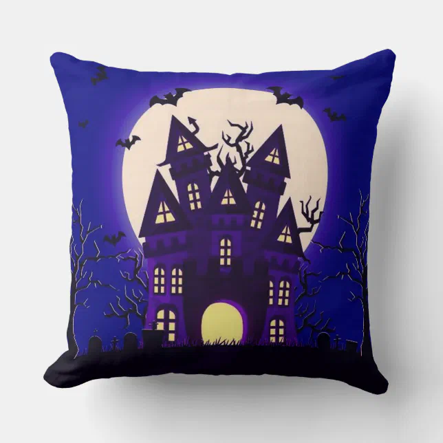 Moonlight Haunted Mansion Throw Pillow | Zazzle