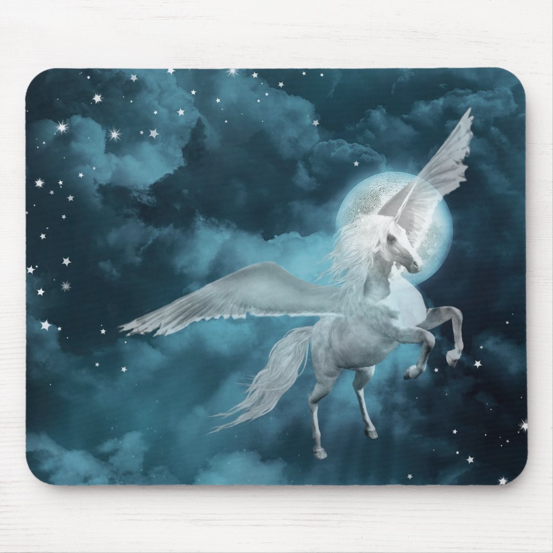 moonlight pegasus mouse pad | Zazzle