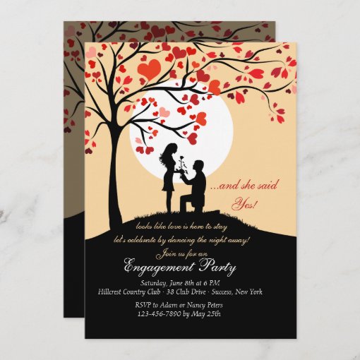 Moonlight Proposal Engagement Party Invitation | Zazzle