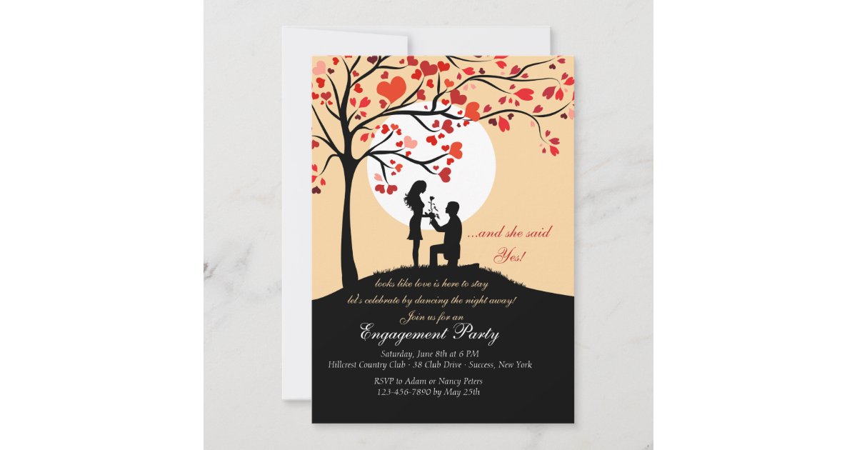 Moonlight Proposal Engagement Party Invitation | Zazzle