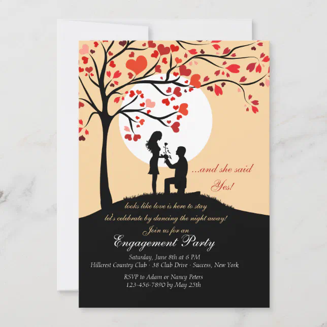 Moonlight Proposal Engagement Party Invitation | Zazzle