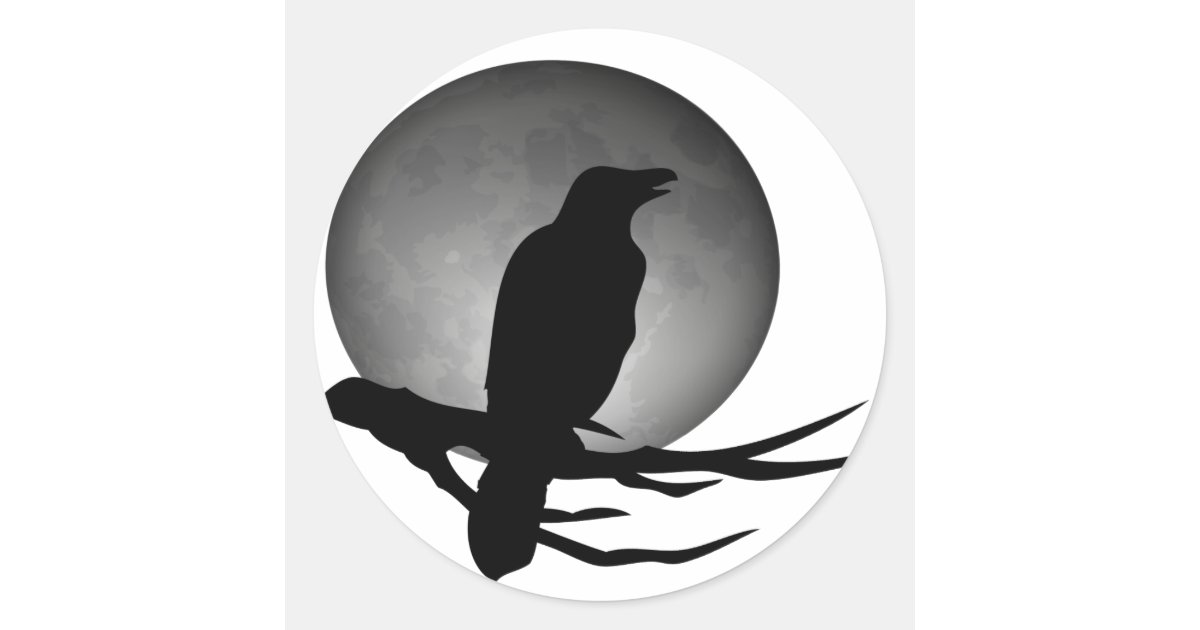 moonlight raven classic round sticker | Zazzle