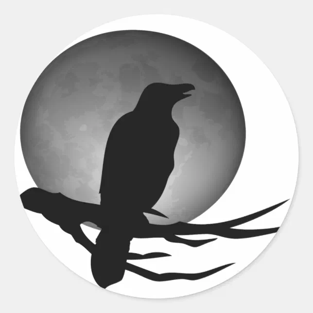 moonlight raven classic round sticker | Zazzle